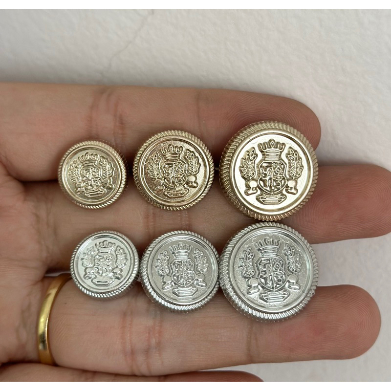 Set of 5 - 10 gold/silver plastic buttons (1.5cm - 2cm) for vests and ...