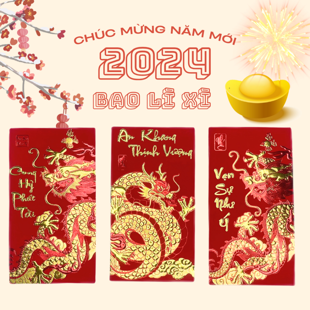 Lucky Money CNY 2024 - Set of 30 red velvet and glossy Tet red ...