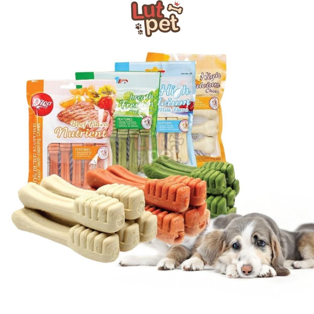 Orgo calcium chew bones clean dog teeth eliminate bad breath - Chewing ...