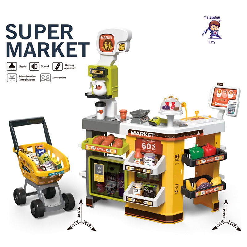 Supermarket Counter Sales Toy Set with Barcode Scanner Trolley / Large ...