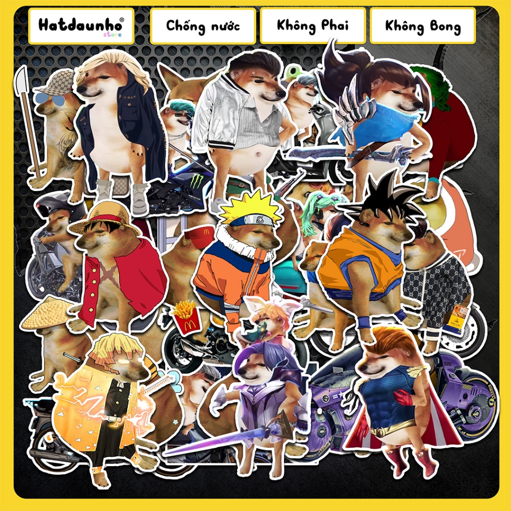 Set of 50 funny waterproof Cheems Meme Stickers, cute stickers, helmet ...