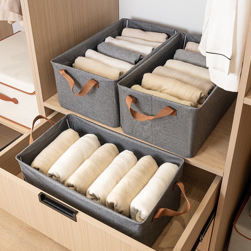 Combo 4 Brown Strap Clothing Boxes With Fixed Frame, Convenient Folding ...