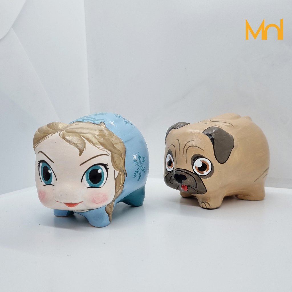 Handmade PIGGY - PRINCESS ELSA, SMILE-FACED DOG (NOEL GIFT, GIFT CNY ...