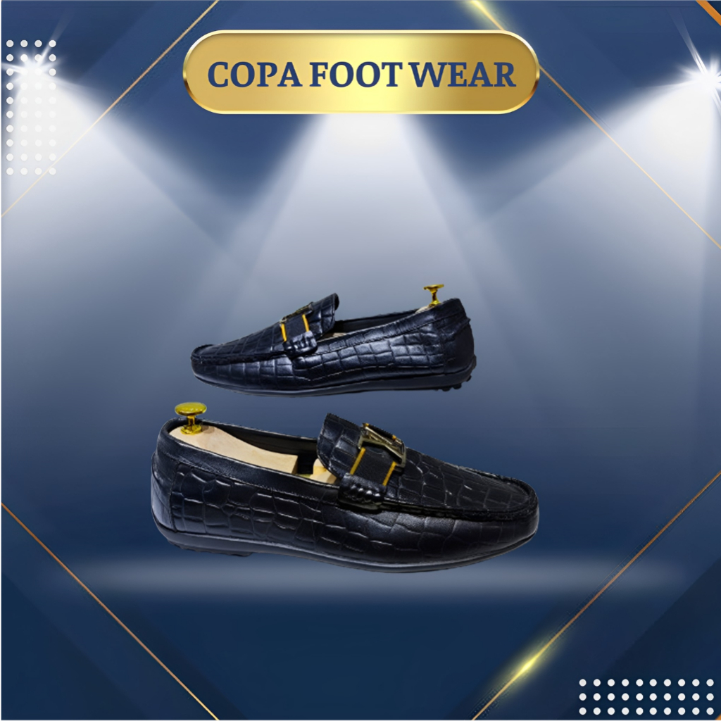 Men's leather loafers, black moca men's shoes with LV snake pattern in ...