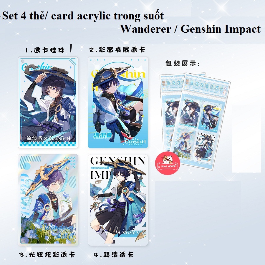 AVAILABLE (new) Set of 4 Wanderer / Genshin Impact transparent acrylic ...