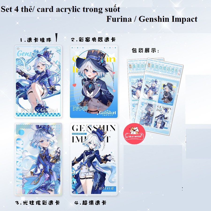 (available-new) Set of 4 cards/transparent acrylic cards Furina ...
