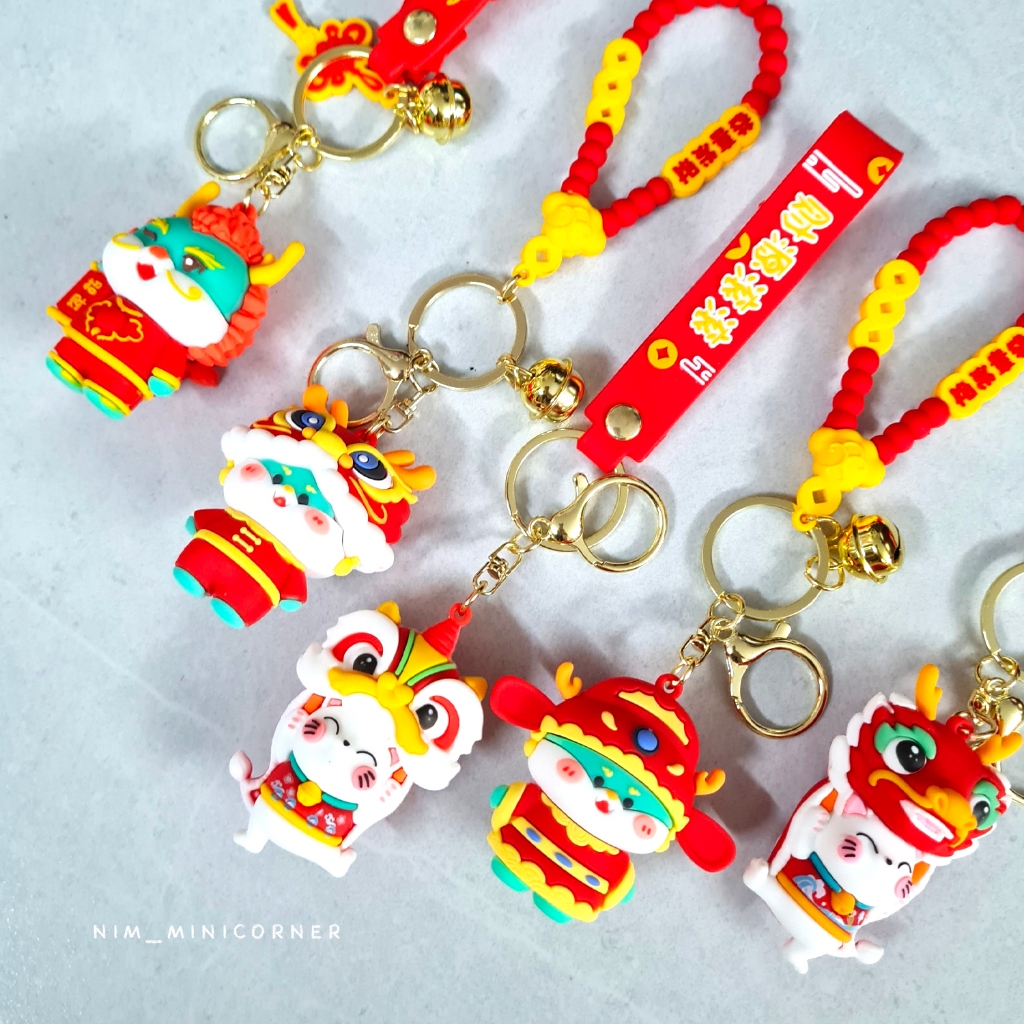 Keychain CNY 2024 Dragon, cute lion dancing cat | Shopee Philippines