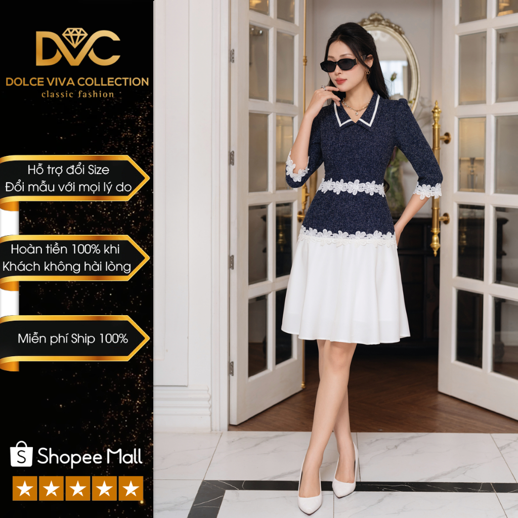 HIGH QUALITY DESIGNED DRESS, BLUE DRESS WITH WHITE PARTS FOR WORK AND ...