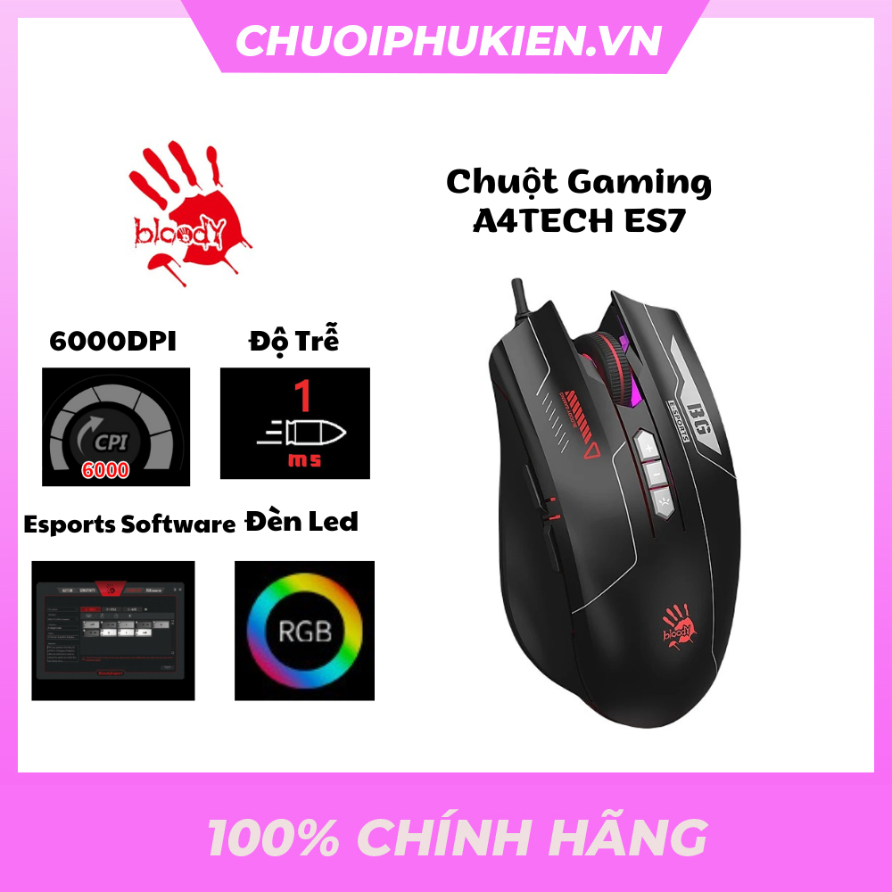 Esports A4tech Bloody ES7 Gaming Mouse/ 6000DPI 5 Levels/ RGB Led 16 ...