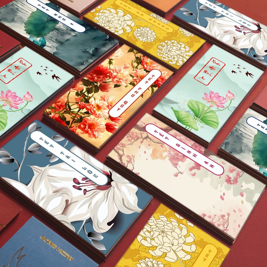 Combo of 20 lucky money envelopes with four precious flowers PremiumCNY ...