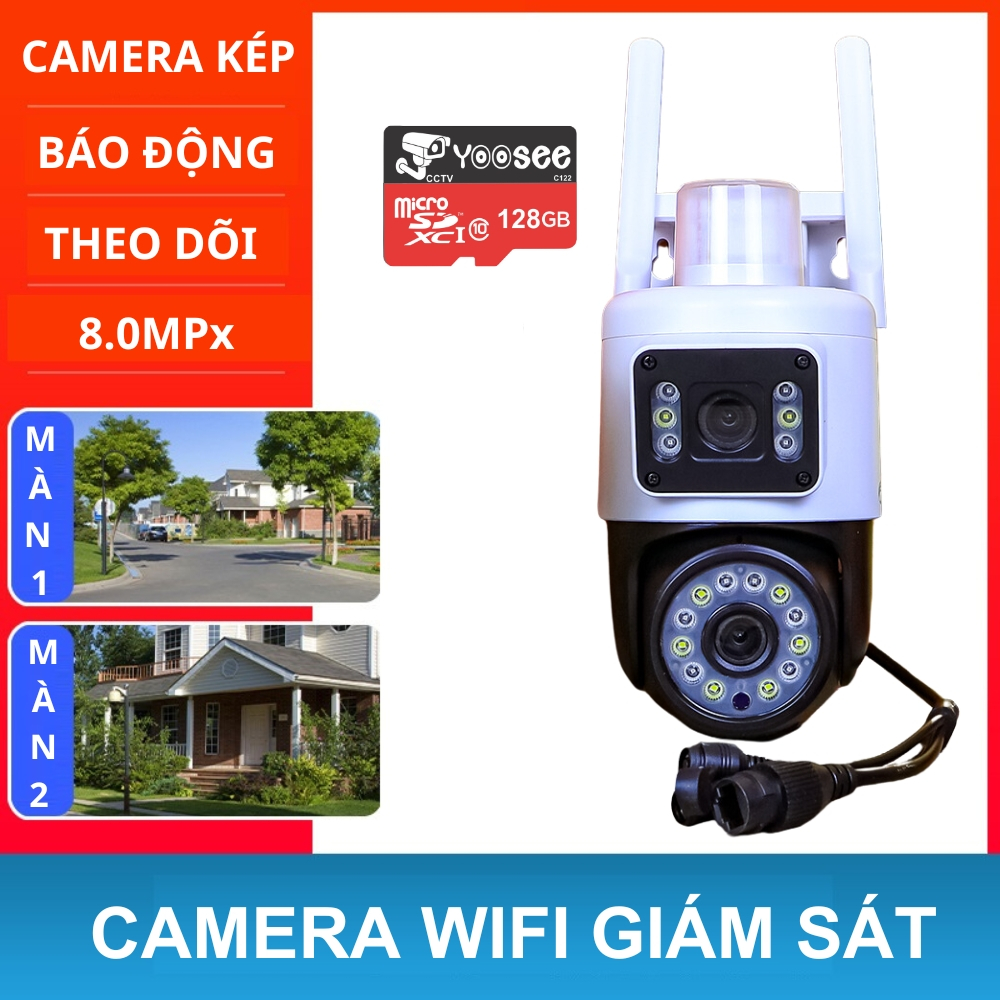 Yoosee Q18 PRO 2-eye Camera 6.0MP - view 2 screens, rotate 360 degrees ...