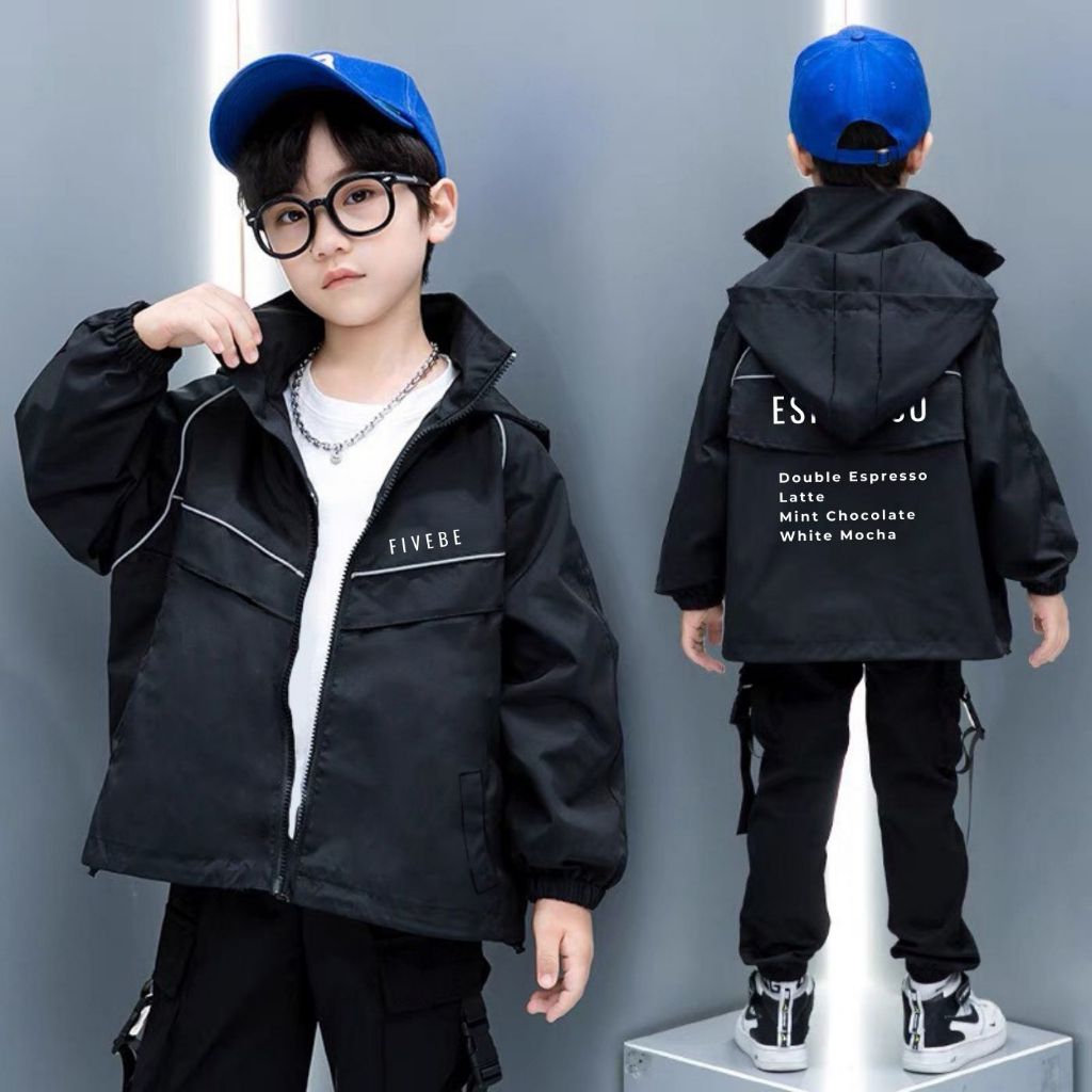 Fak3 FIVEBE thick 2-layer wind boy'sJacket, large shape with hood, 19 ...