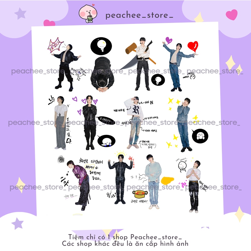 Jimin BTS face emoticon stickers A4 size 15 pieces to decorate journal ...