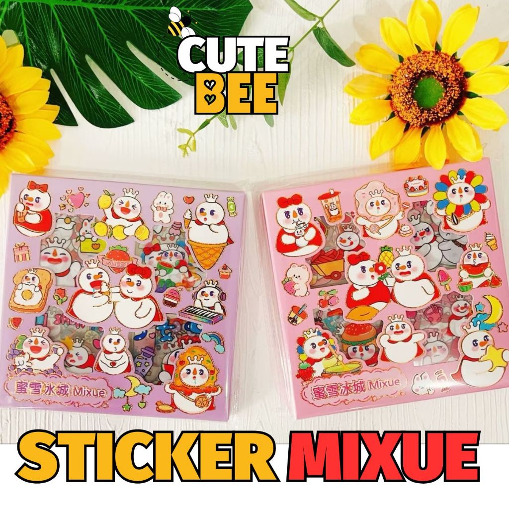 Box of 100 pre-cut transparent MIXUE stickers, Snow King motifs with ...