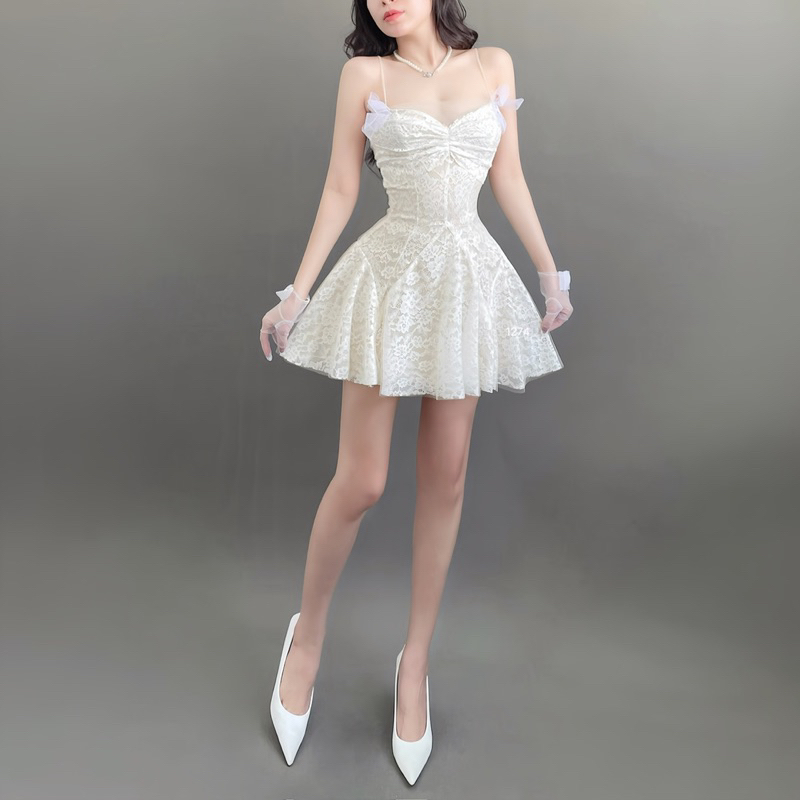 Miyako Spaghetti strap Lace Dress (With Close-Up Fabric Photo) | Shopee ...