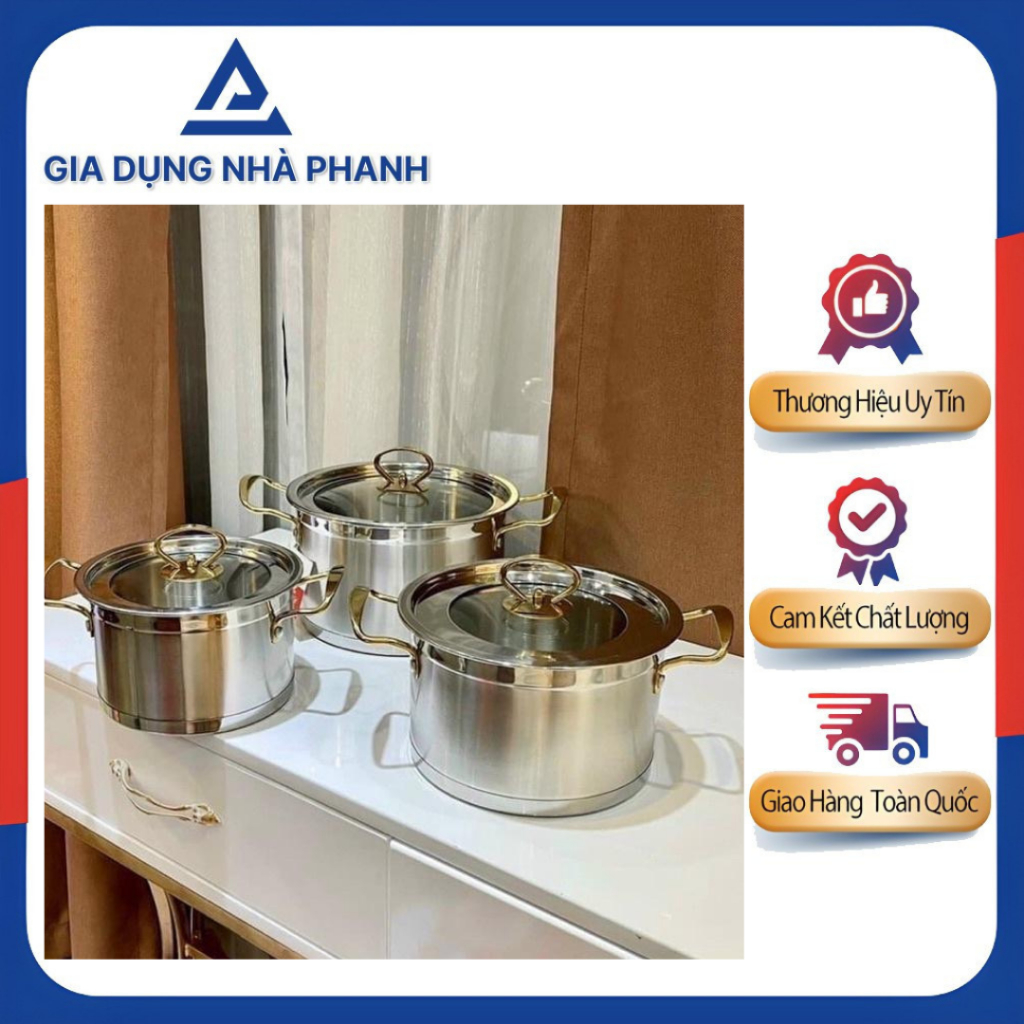 Misu LOUIS 3 Pot Set Premium Stainless SteelPiece (BLACK MISU) Solid ...