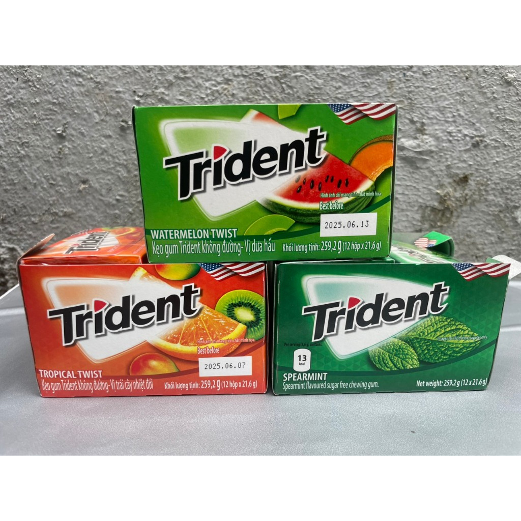 Lot of 12 Boxes of Sugar-Free Trident Gum for Mouth Freshening Imported ...