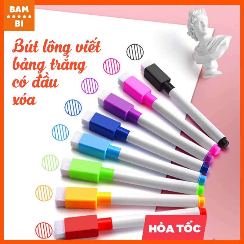 Combo 8 Writing Brushes, Paper With Eraser Head Written Whiteboard ...