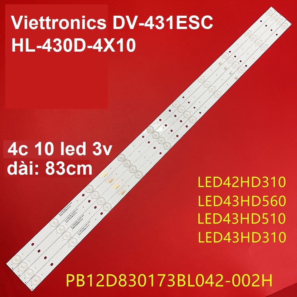 Viettronics DV-431ESC - Set of 4 bars of 10 LEDs 3v 83cm for Viettronics TV DV431ESC RH43 ...