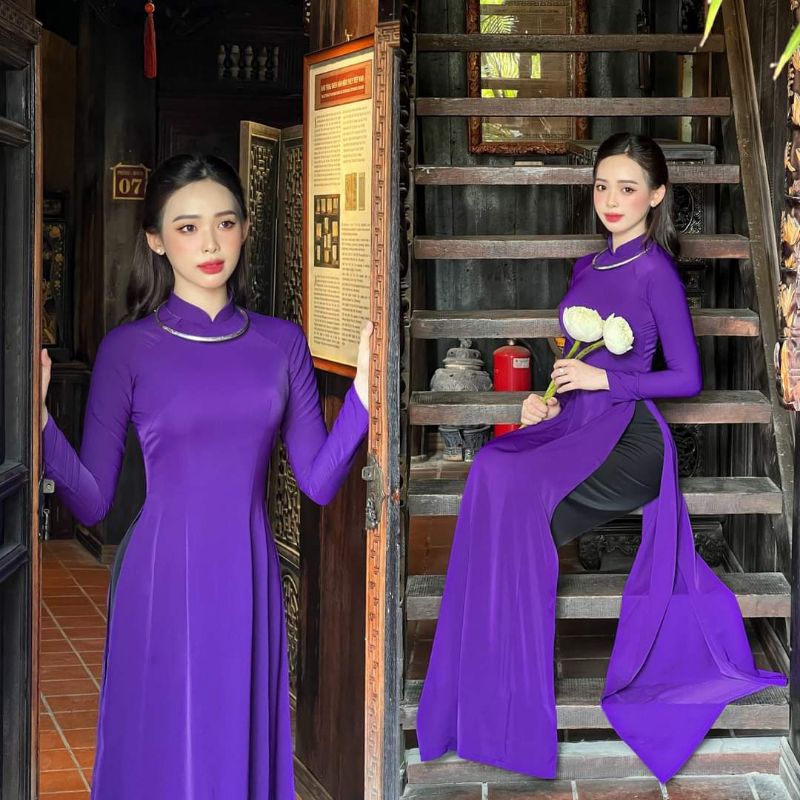 Plain ao dai, youthful traditional purple ao dai, beautiful women's ao ...