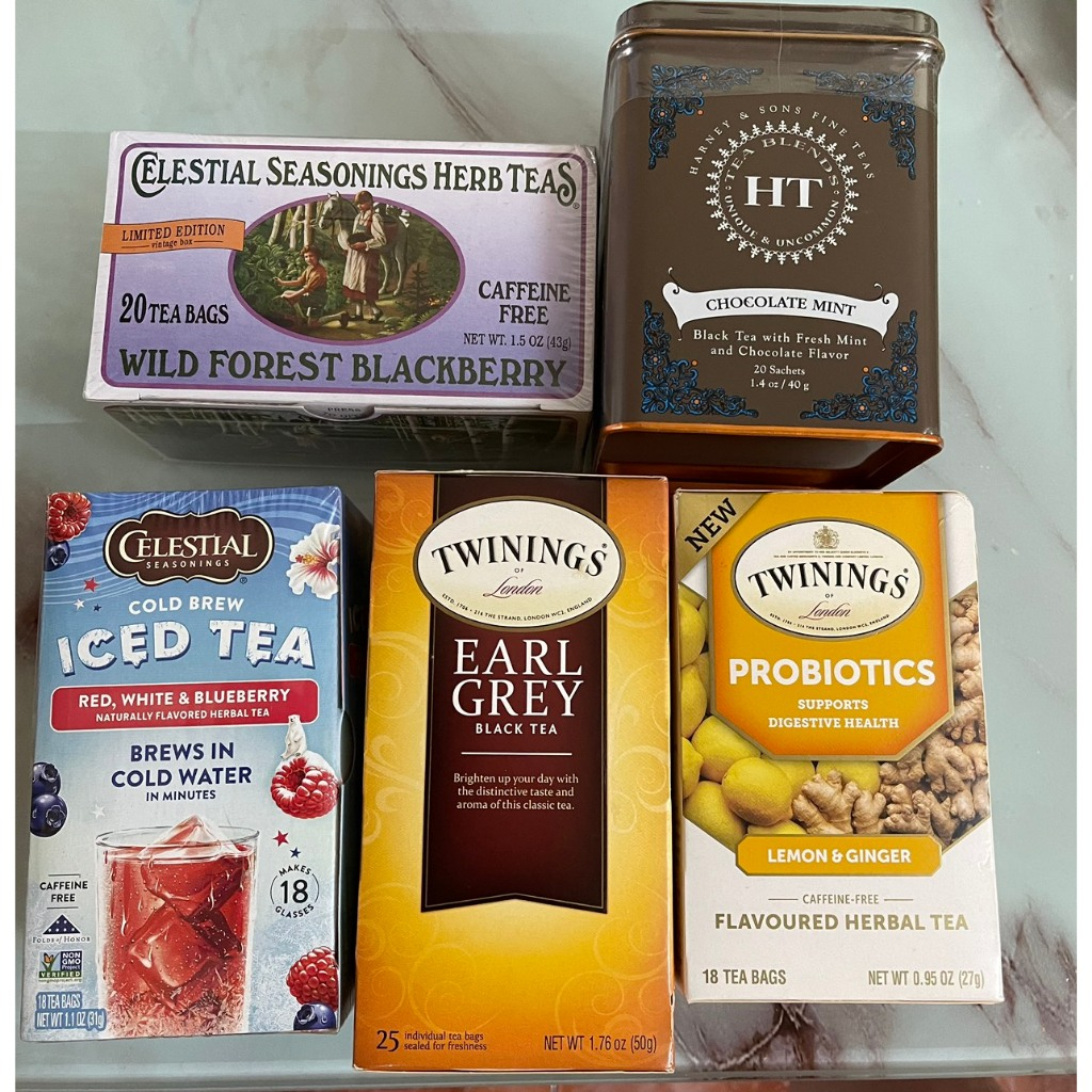 Twinings of London tea bag, Celestial Seasonings Filter bag (Usa ...