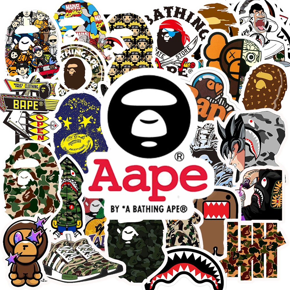 Set of 50 BAPE Image Stickers | 7-Color Halogram Reflective Decal ...