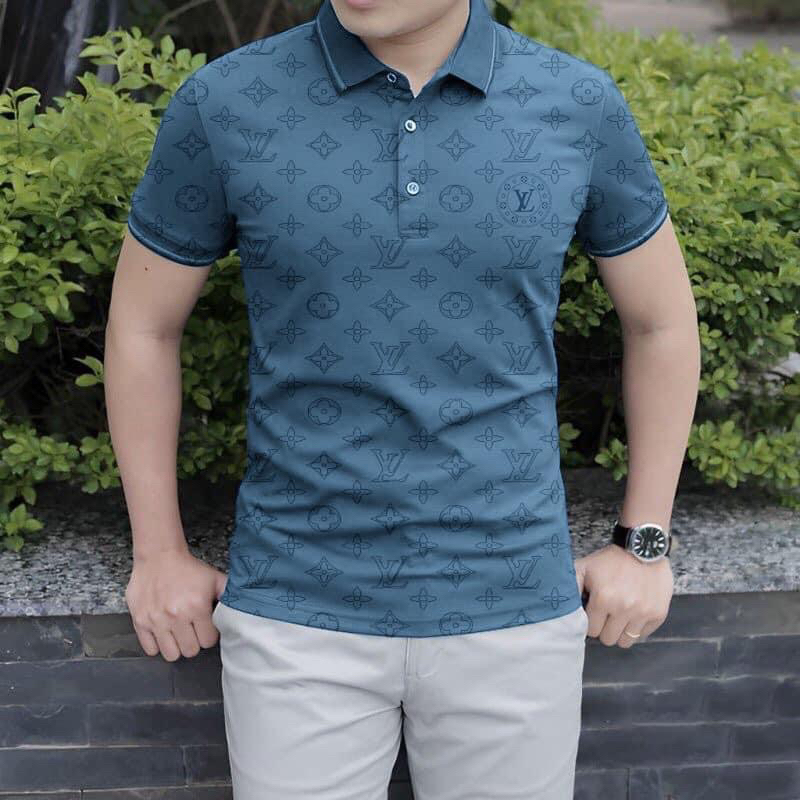 Lv Men's Polo Shirt, Cool Cotton Material with 4-Way Stretch | Shopee ...