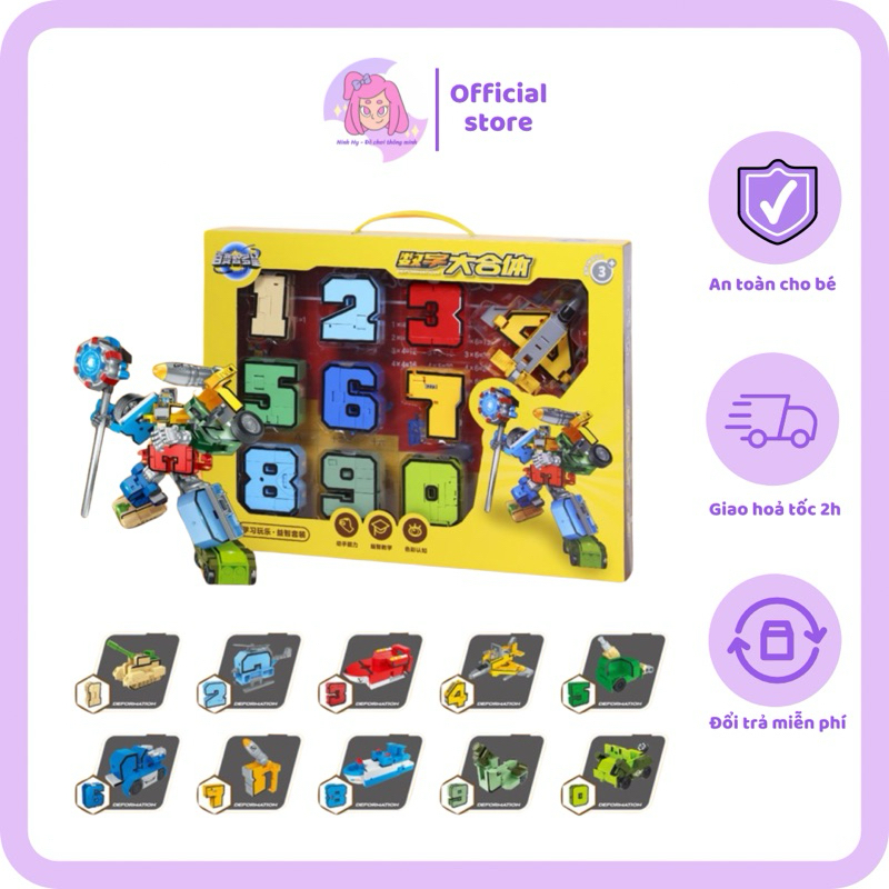 Transforming robot number assembly toy, transforming robot number set ...