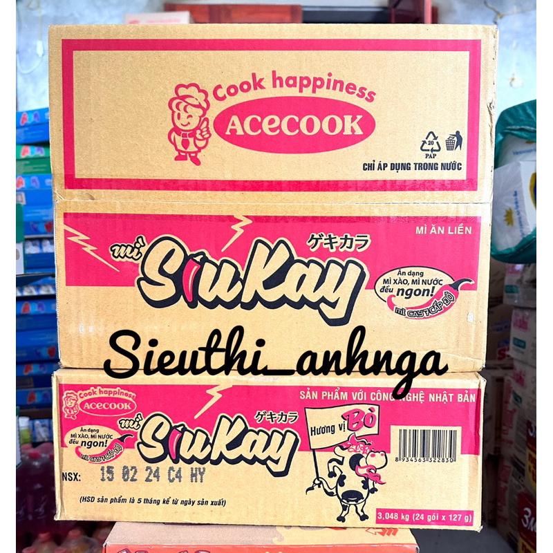 Siukay Noodles 7 Levels Beef/Seafood/Cheese Flavor (24 Packs x 127g ...
