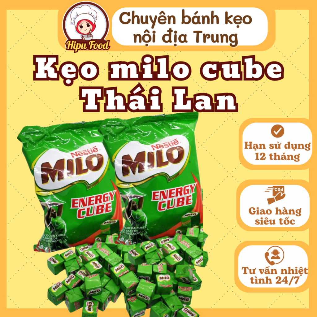 Thai Milo Cube candy, pack of 100 delicious and fatty tablets | Shopee ...