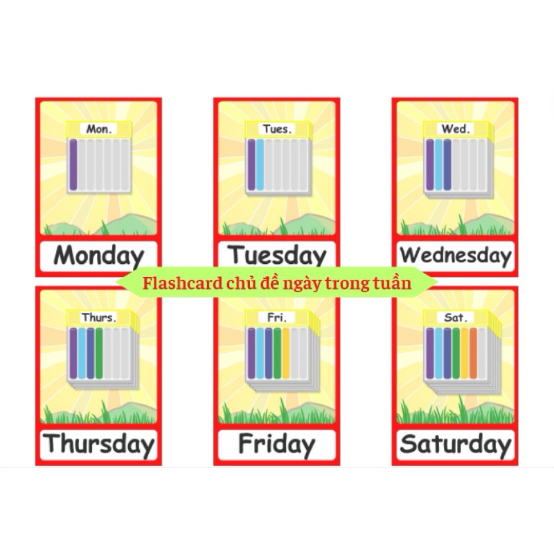 Set of 7 laminated flashcards with the theme of days of the week ...
