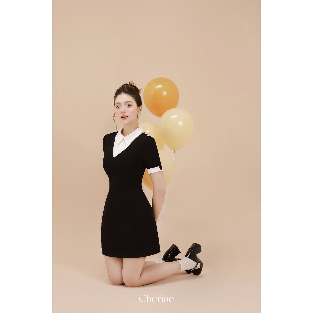 Rolly DRESS - elegant, discreet A-form midi DRESS for office in black ...