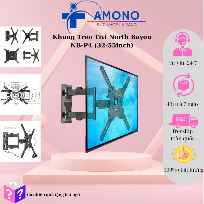 North Bayou NB-P4 multi-function swivel TV mount and mounting bracket from 32 to 55 inches ...