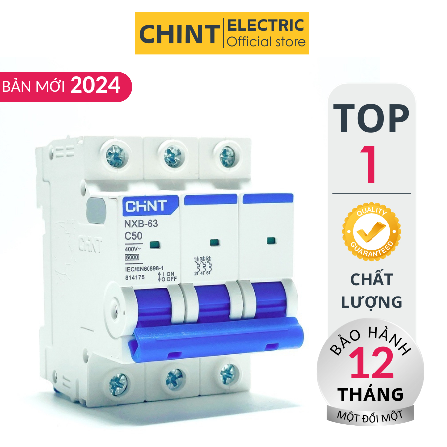 Chint NXB-63 3-Phase MCB Aptomat 6A,10A,16A,20A,25A,32A,40A,50A,63A cutting current 6kA for ...