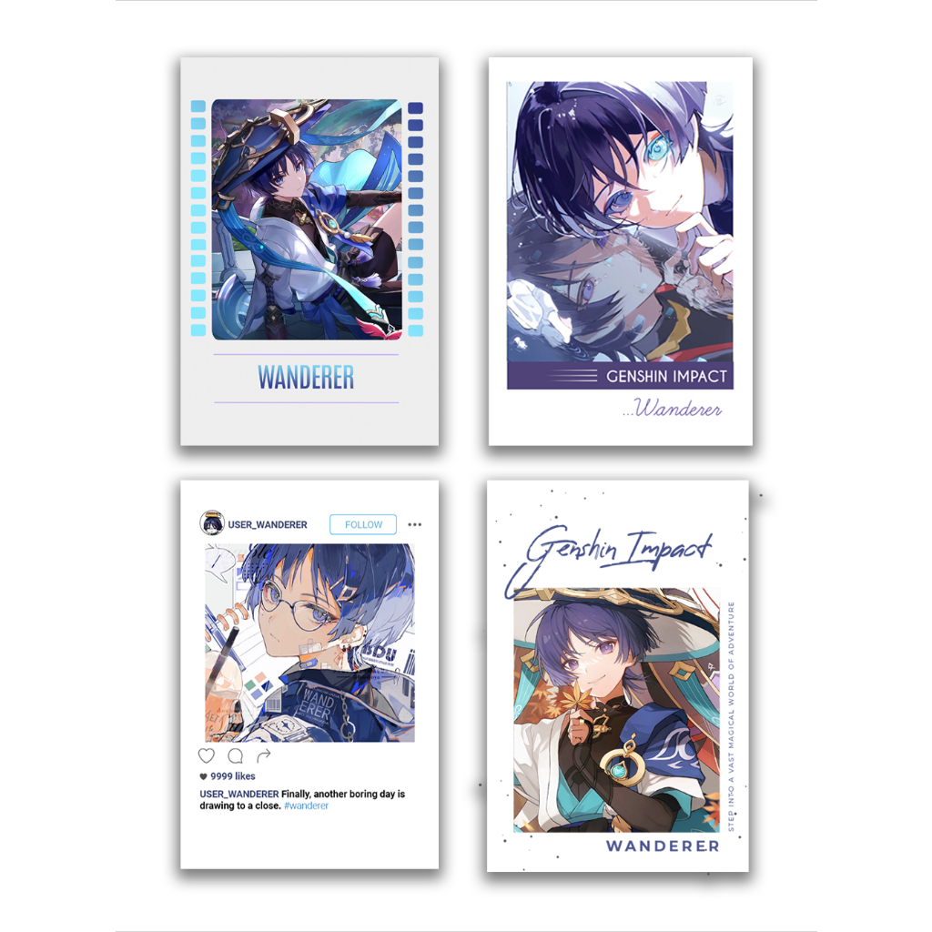 Pack of 4 pola cards of Wanderer game Genshin Impact characters ...