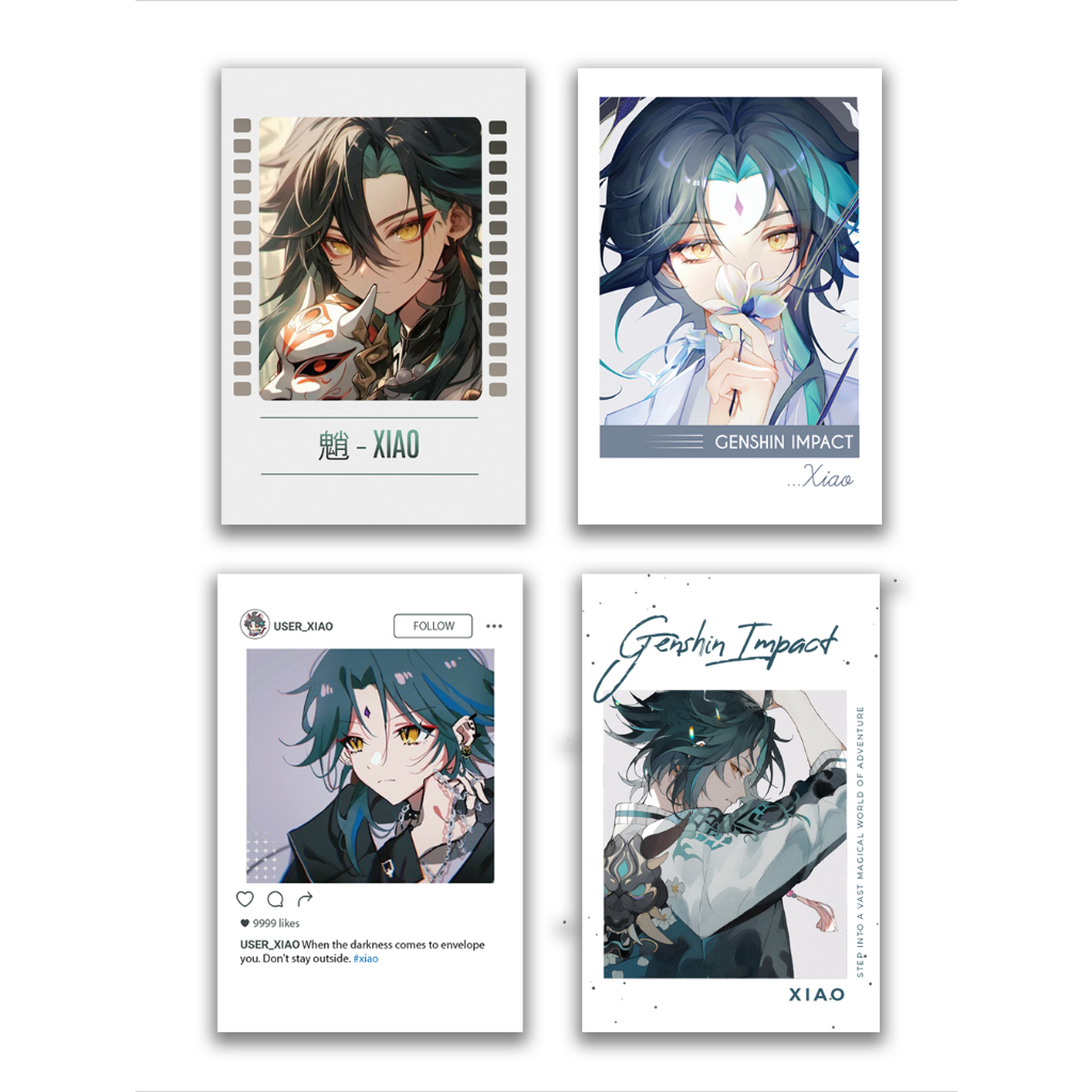 Pack of 4 pola cards of Xiao game Genshin Impact character | Shopee ...