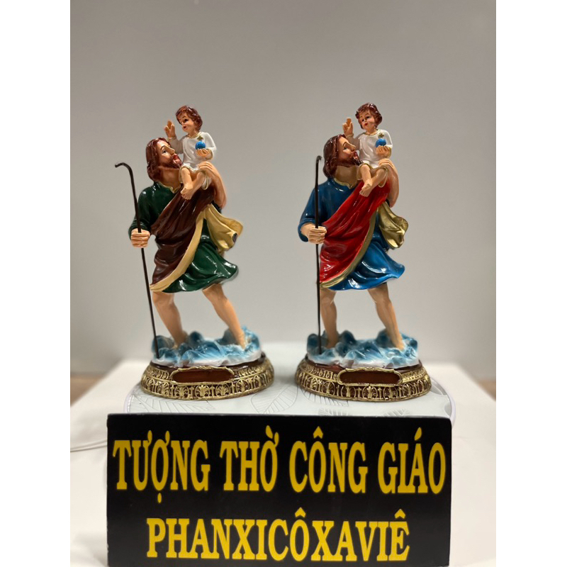 Statue of Saint Christopher Lifting Jesus Christ in the Shoulder 22cm ...