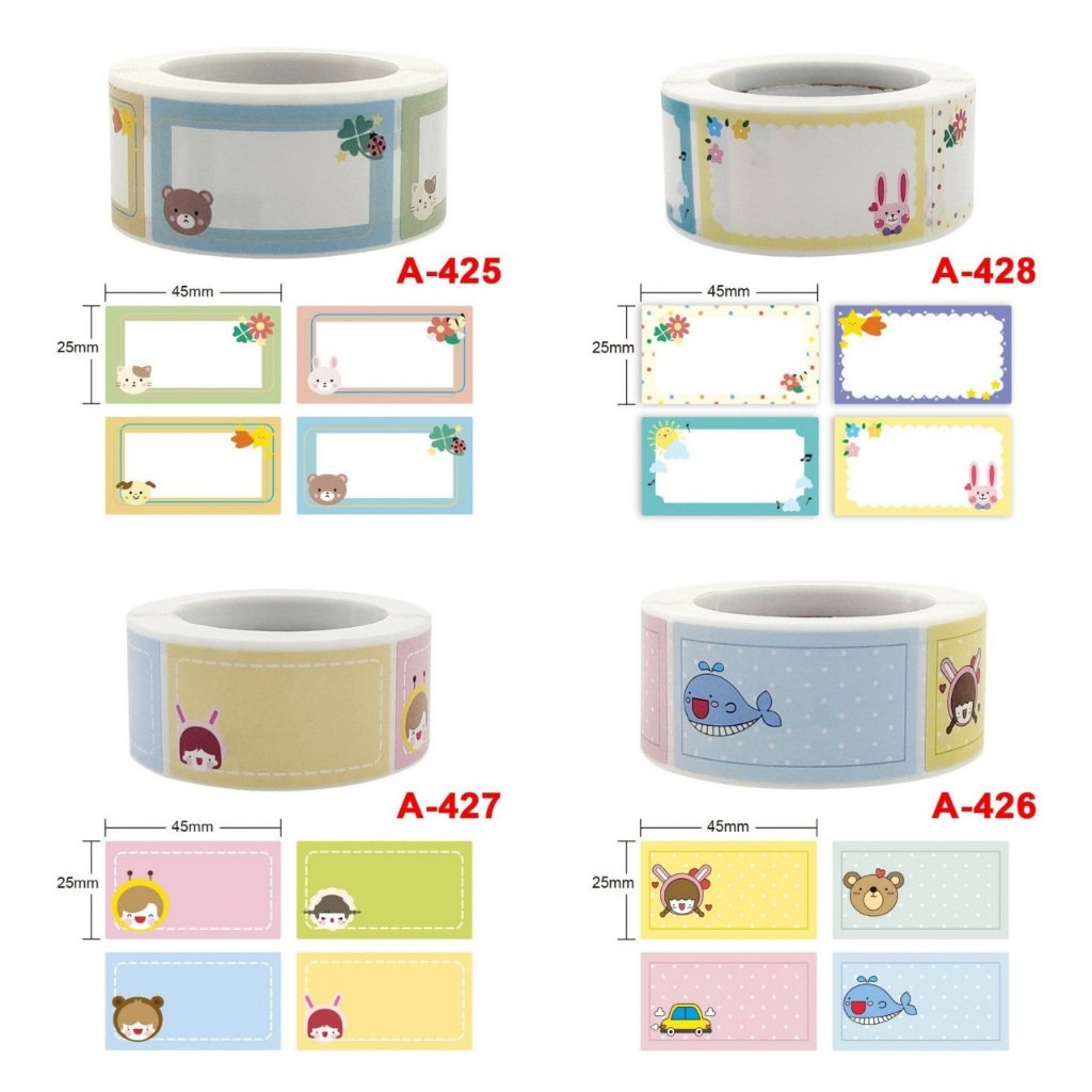Roll of 250 Stickers Notes and names for children to mark objects ...