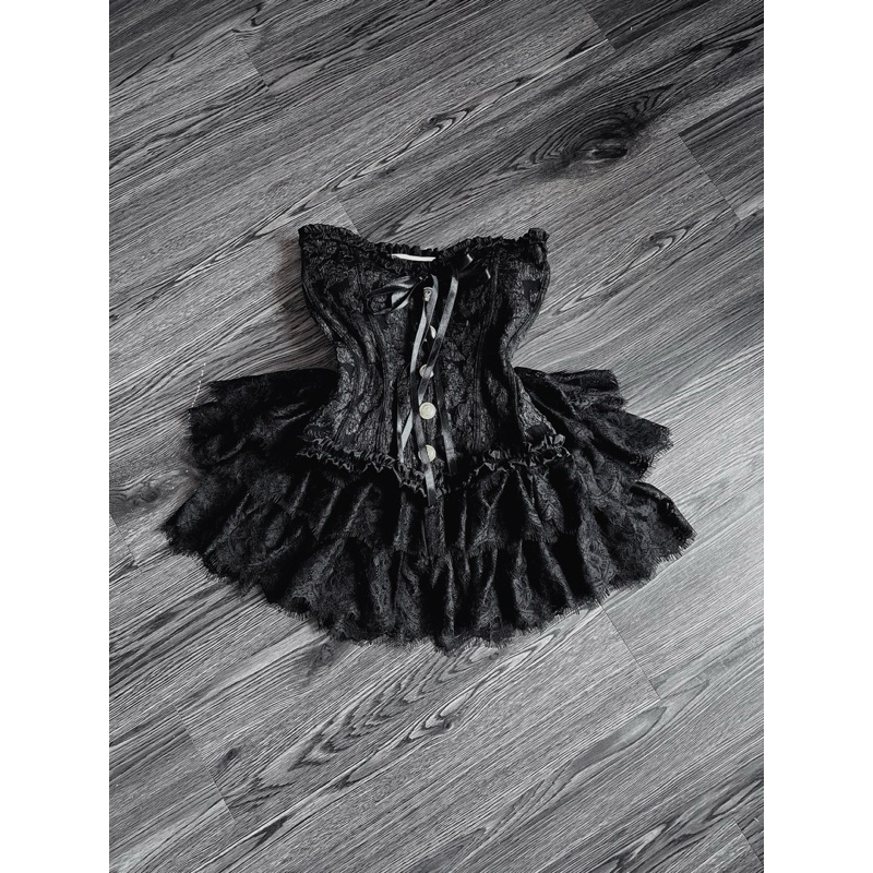 Lazer Floral Design Dress with Ribbon and Matte Tapta Neck | Shopee ...