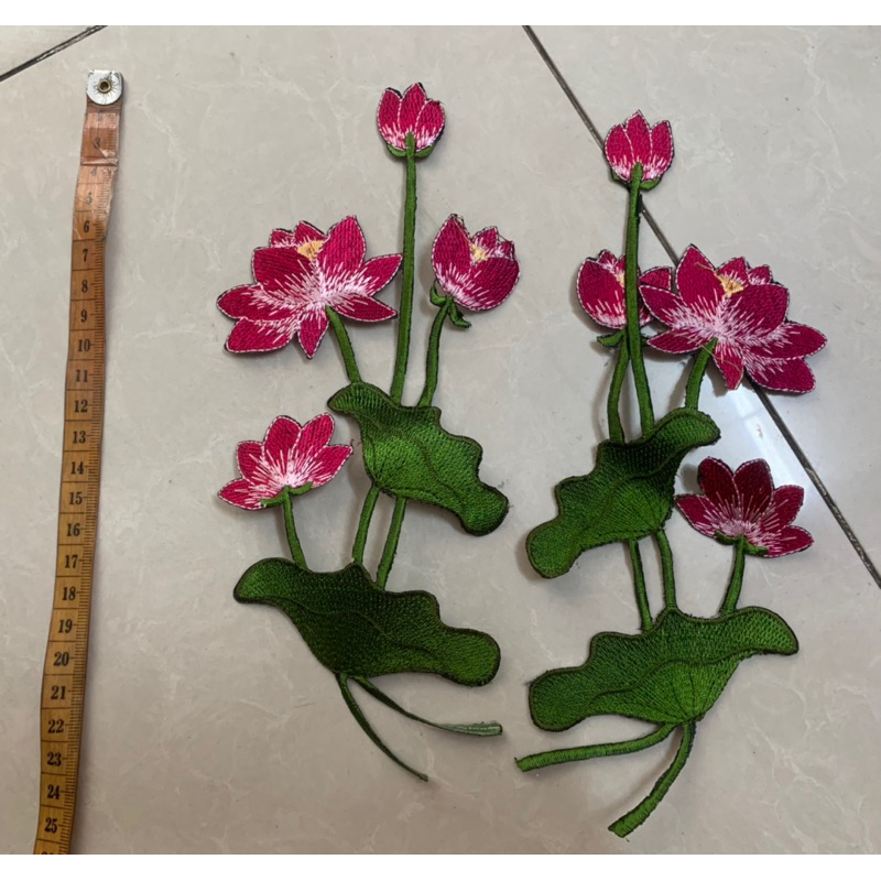 Embroidered and ironed lotus flower multi-colored ao dai 23cm - 2 pre ...