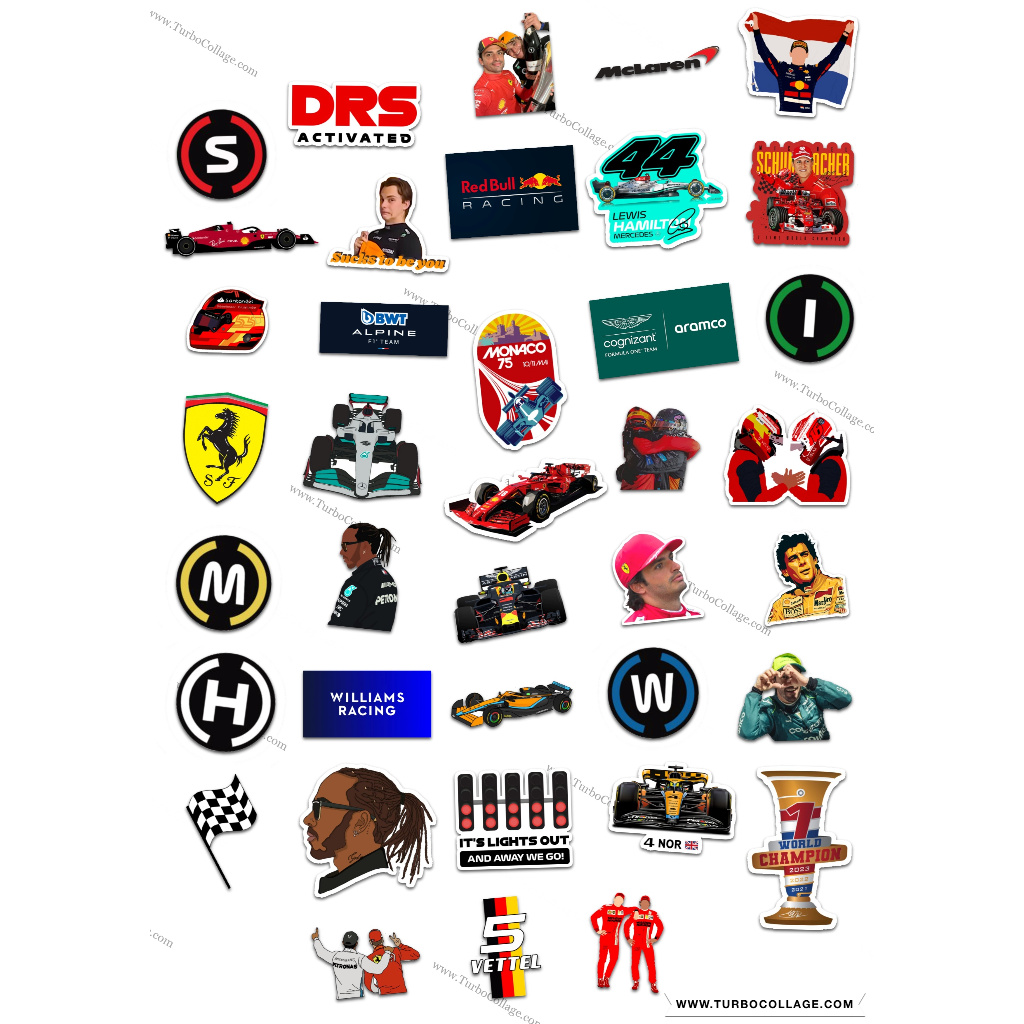 Set Of 38 Stickers decal sticker Logo F1, Formula 1, Racing Logo ...
