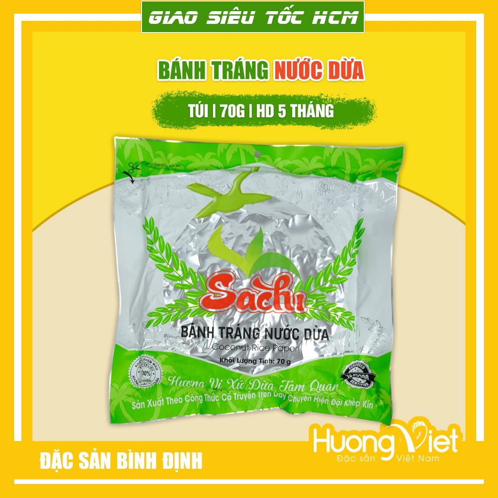 Combo of 10 packs of Sachi Coconut Water rice paper 75gr, Binh Dinh ...
