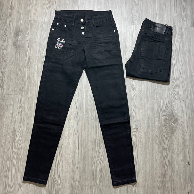 Plain black dsquared2 pants embroidered dogs, dsq pants 4 icon buttons ...