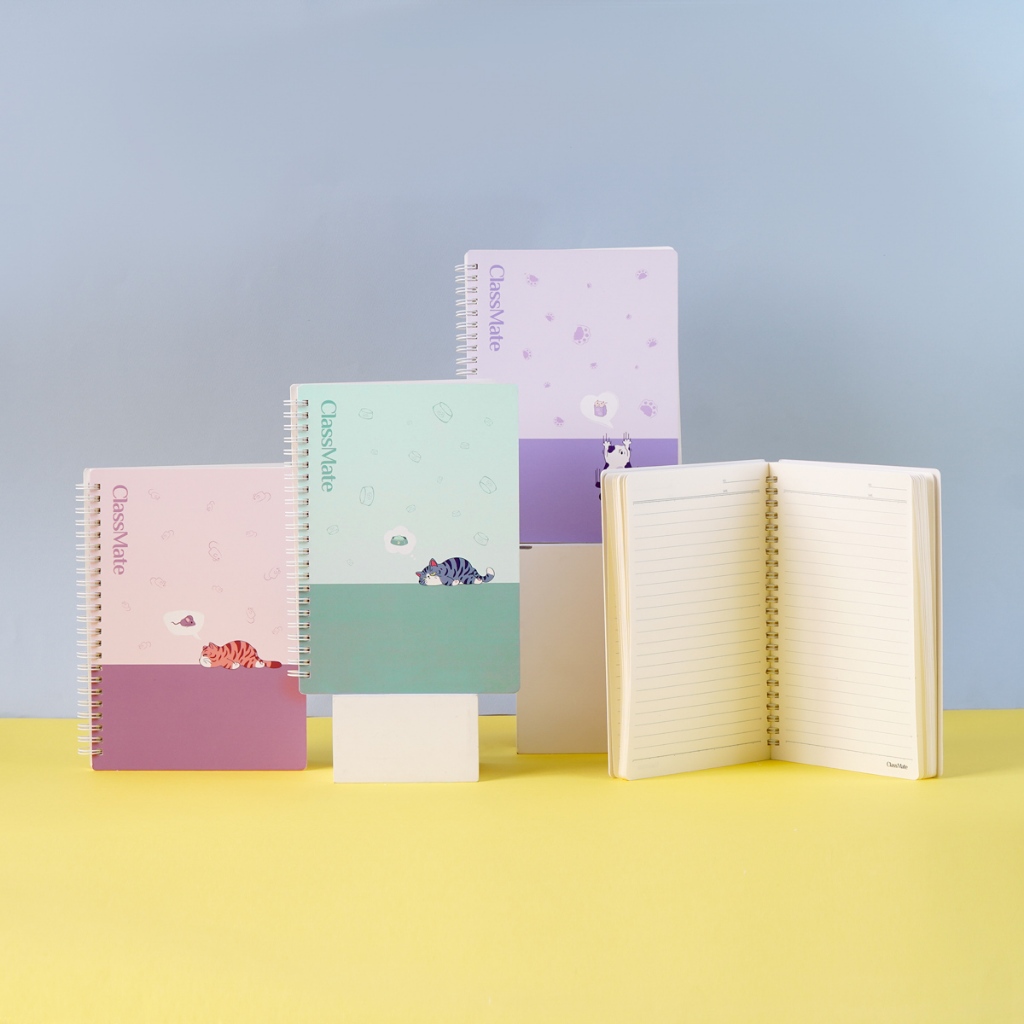 XO Lazy Kitten CLASSMATE Horizontal Spring Notebook A5/B5 200 Pages ...