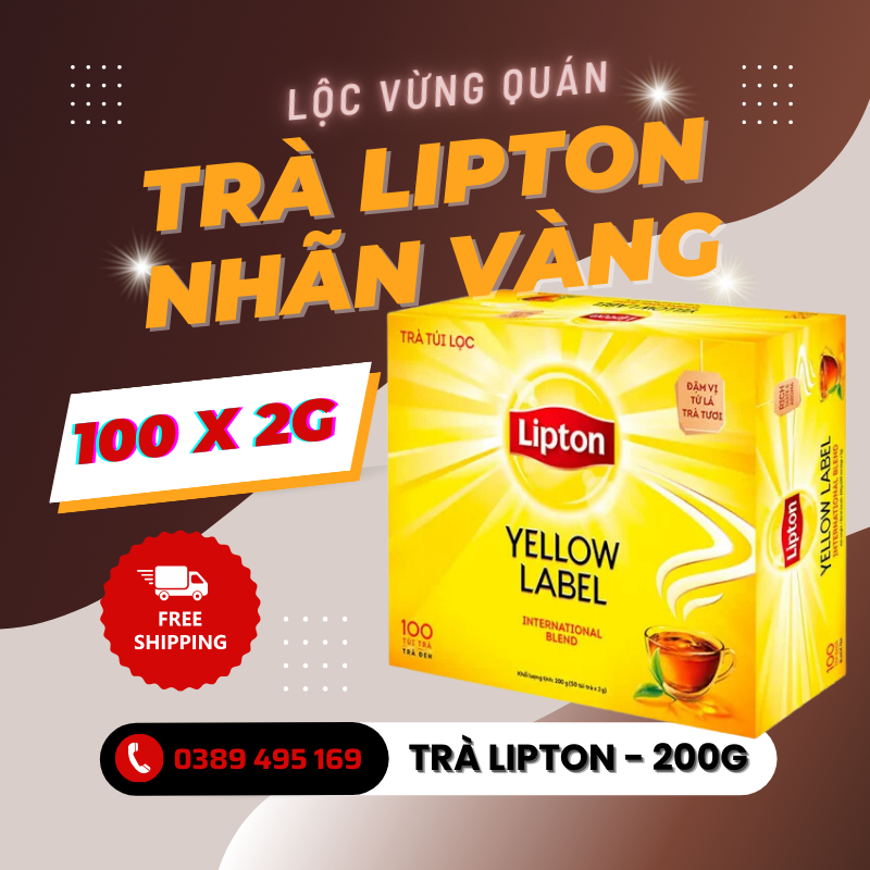 Lipton Yellow Label Tea black Tea bags, box of 200g (100 packs x 2g), box of 100g (50 packs x 2g ...