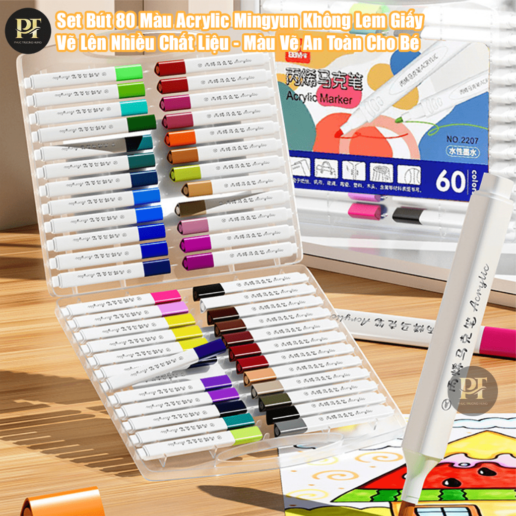 Set of 100 Non-Smudging Acrylic Colors - Mingyun Acrylic Marker ...