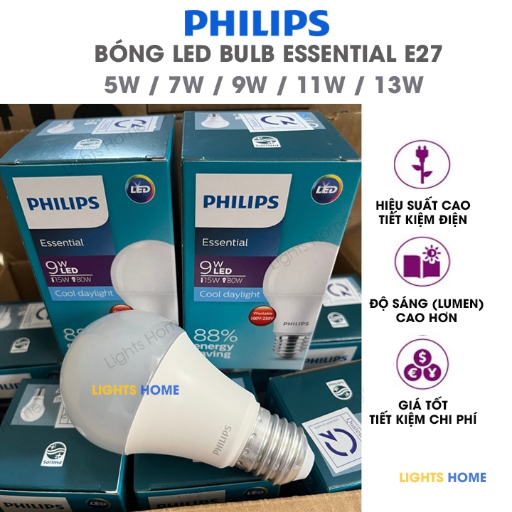 PHILIPS ESSENTIAL LED BULB E27 A60 - GENUINE PRODUCT - Energy saving, high light quality ...