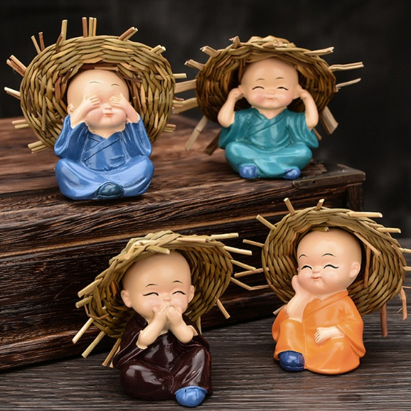 Statue Of 4 Little Four Wearing A Straw Hat | Shopee Philippines