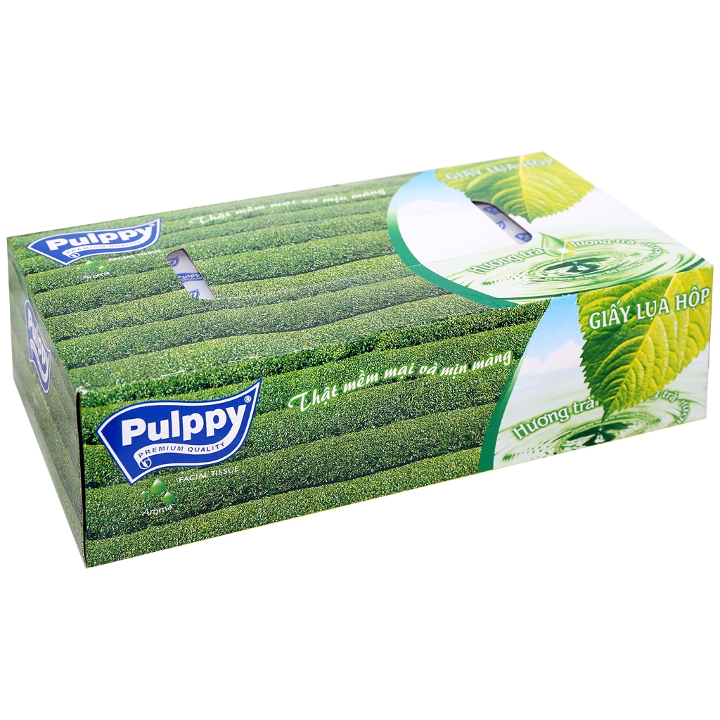 Pulppy Tissue Paper, 2 Layers Of Fresh Green Tea Flavor Wipes, 1 Box Of ...