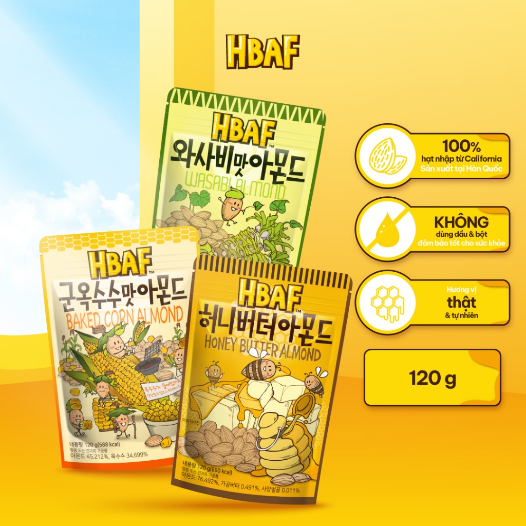 [120g Pack] HBAF Korean Flavored Almonds Healthy Snack - 120g Pack | Shopee Philippines